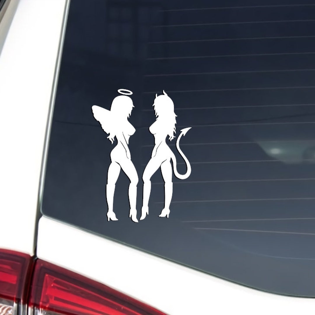 20 Colors Sexy Angel And Devil Jdm Custom Truck Window Bumper Car Laptop