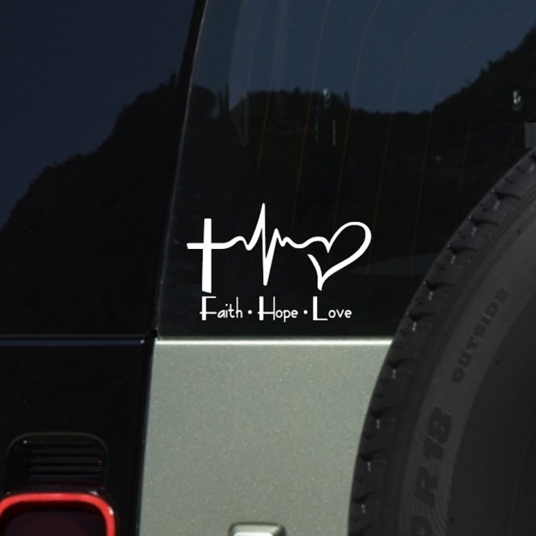 20-colors Faith Hope Love Heartbeat 5.5X3.5 Vinyl Decal Sticker Bumper ...