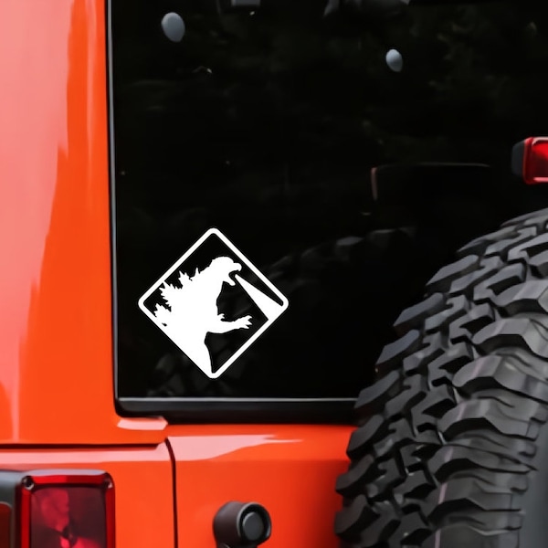 Godzilla Warning Sticker - Etsy