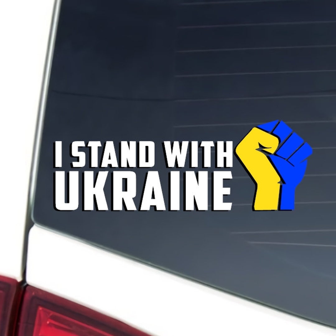 20-colors I Stand With Ukraine Bicolor Hand Vinyl Decal Sticker Bumper ...