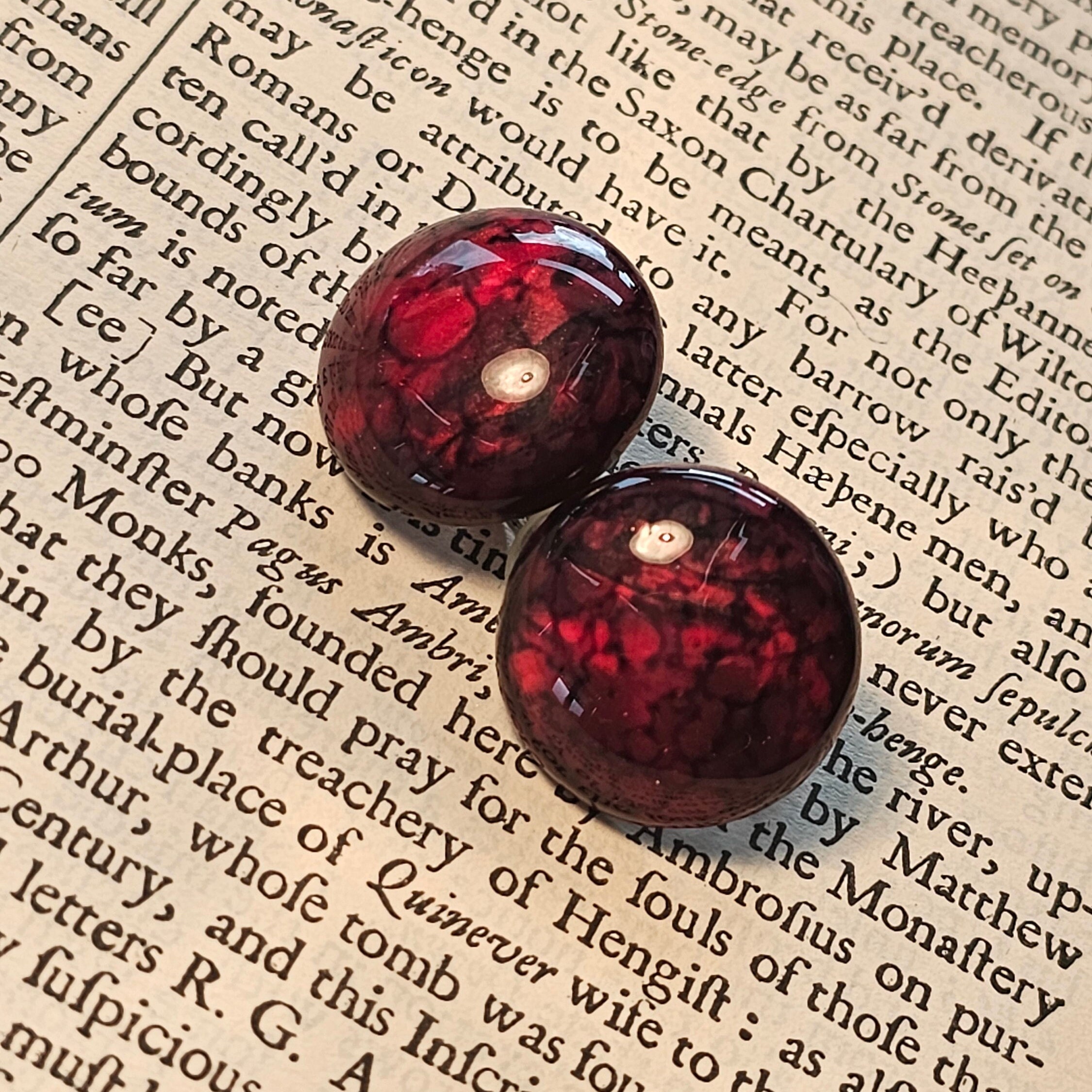 Vintage Dark Red Button Style Clip Earrings - Etsy UK