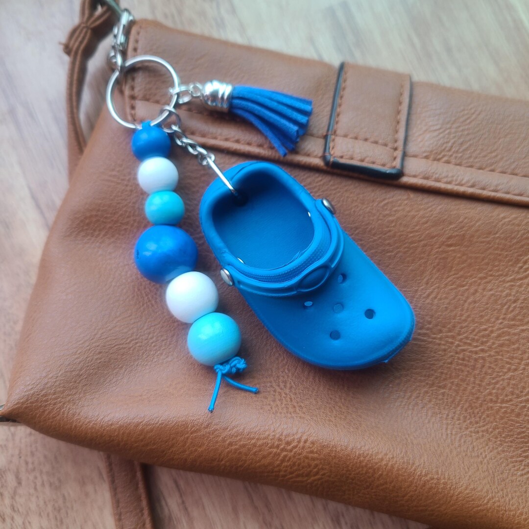 Croc Keychain: Rubber Charm, Wooden Beads & Tassel - Etsy