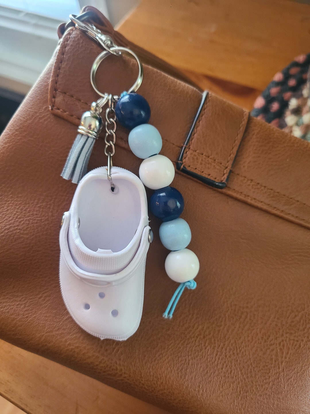 Croc Keychain: Rubber Charm, Wooden Beads & Tassel - Etsy