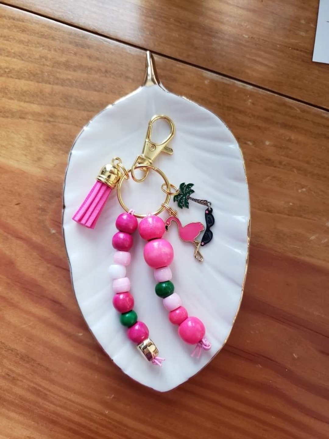 Flamingo Key Chain - Flamingo Lover - Beach Key Chain - Flamingo Charm ...