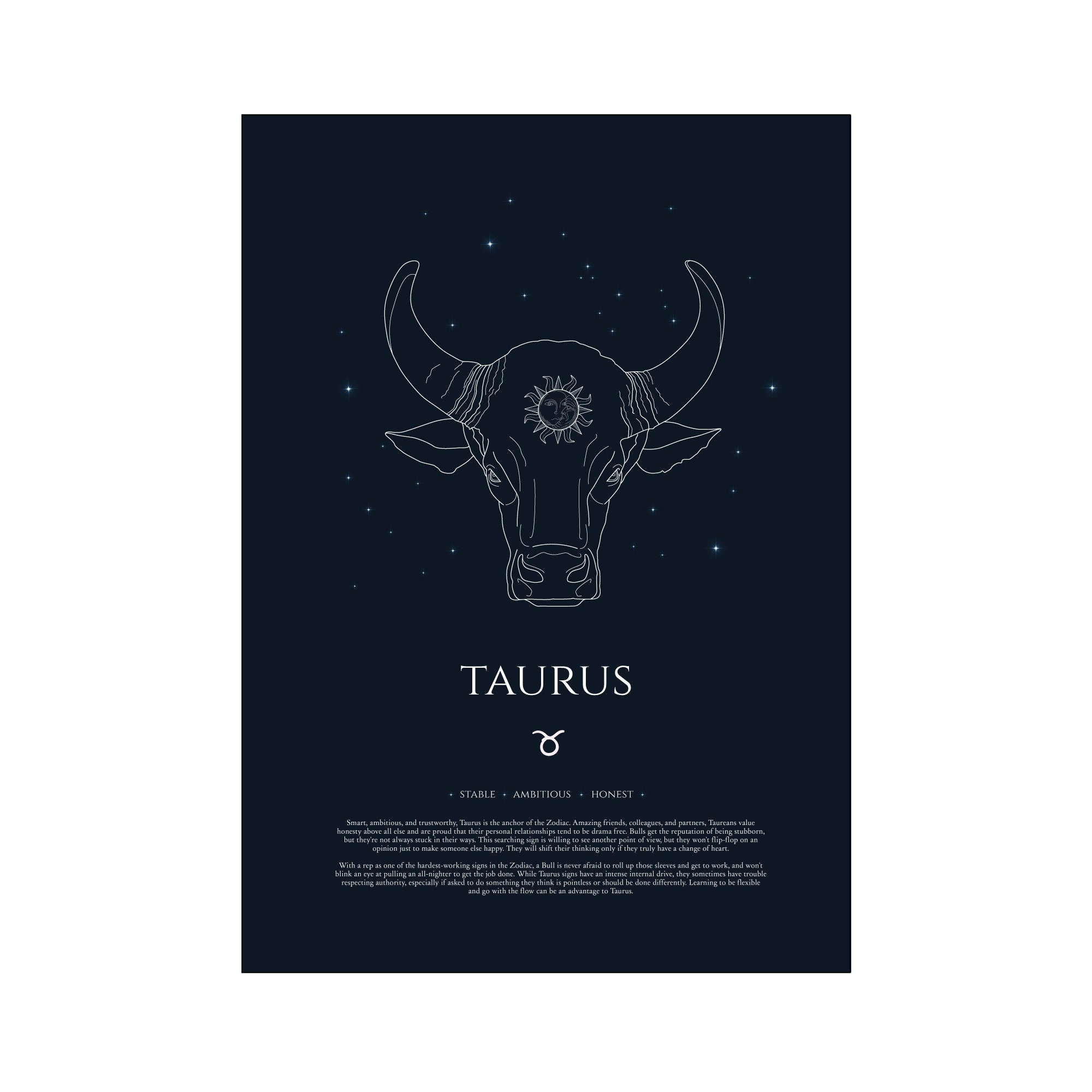 Taurus Zodaic Earth Symbol Bull Star Sign - Etsy