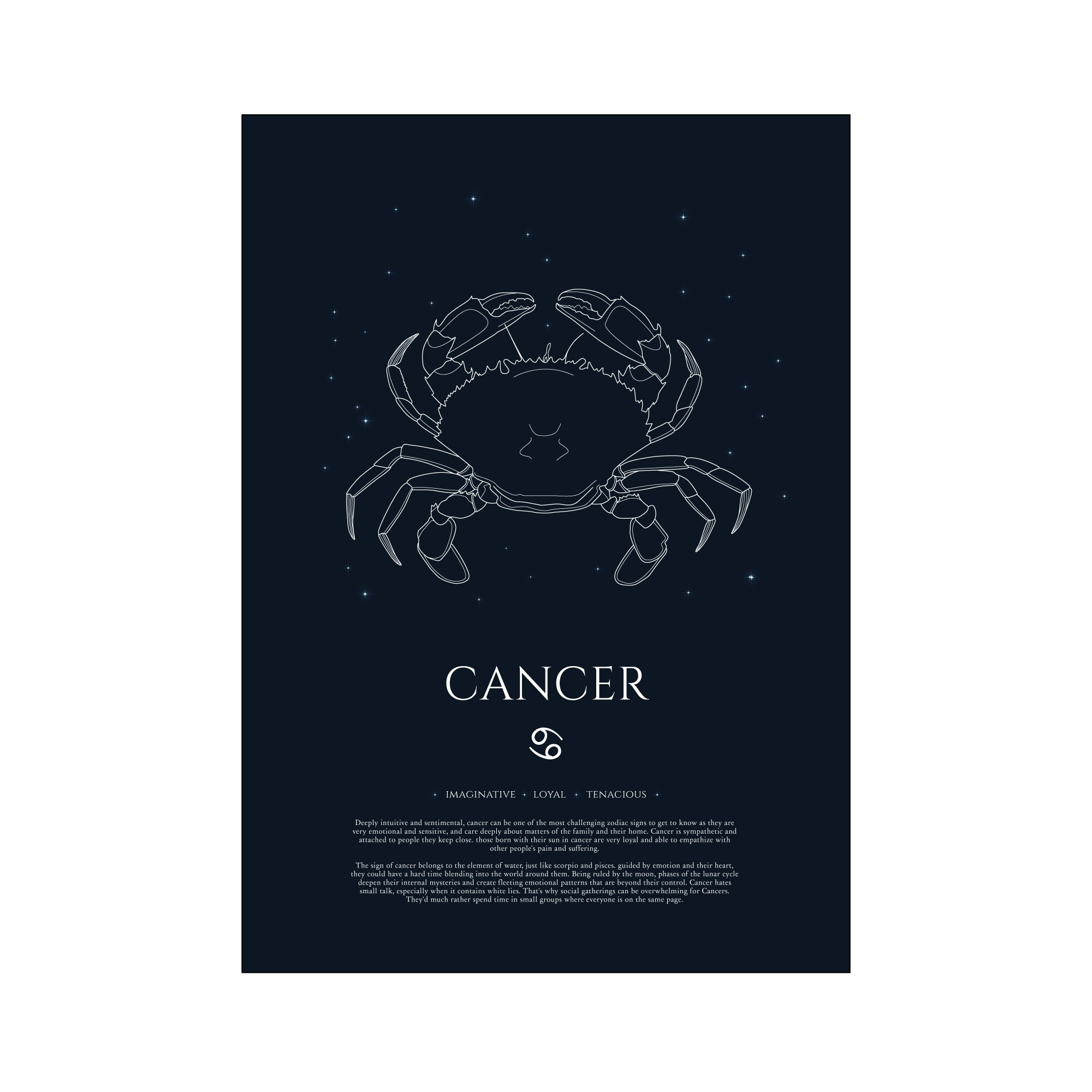 Cancer Zodiac Water Symbol Crab Star Sign - Etsy