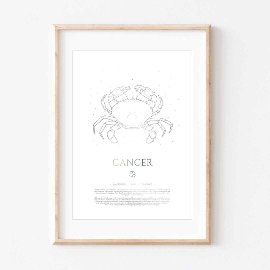 Cancer Zodiac, Water Symbol, Crab, Star Sign, Astrology Artwork - Etsy