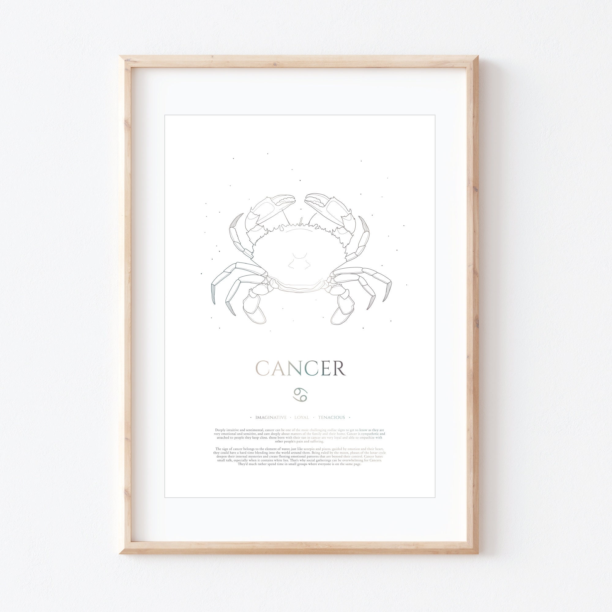 Cancer Zodiac Water Symbol Crab Star Sign - Etsy