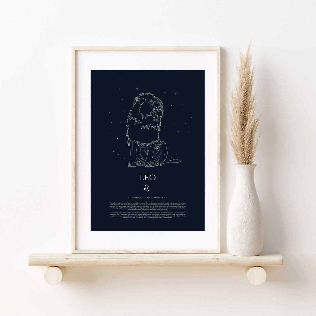 Leo Zodiac, Fire Symbol, Lion, Star Sign, Astrology Artwork, BRD Prints ...