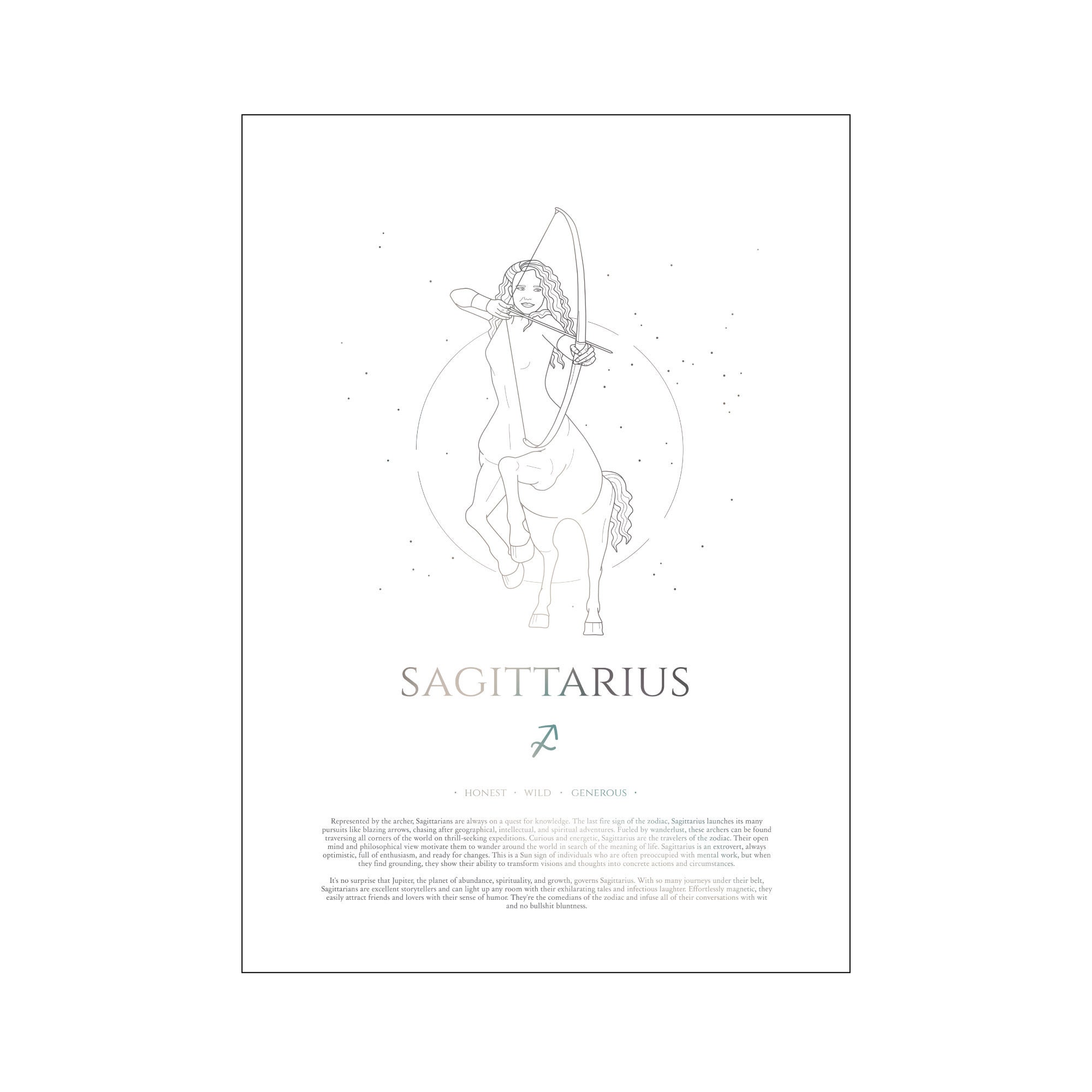 Sagittarius, Fire Symbol, Archer, Star Sign, Astrology Artwork, BRD ...