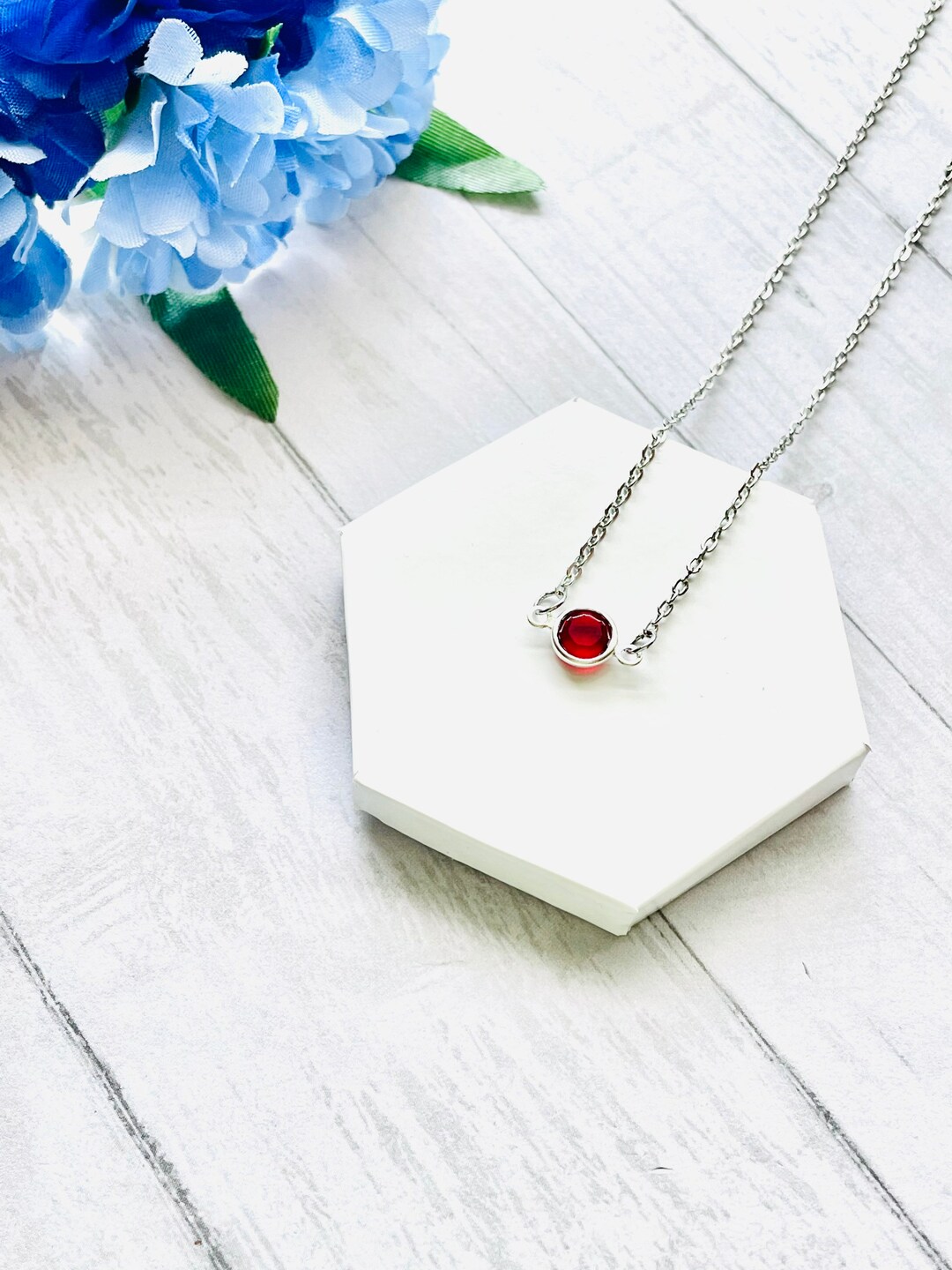 July Crystal Necklace Ruby Crystal July Birthstone Crystal - Etsy