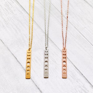 Silver Moon Phase Necklace. Silver Moon Phase Pendant on Stainless ...