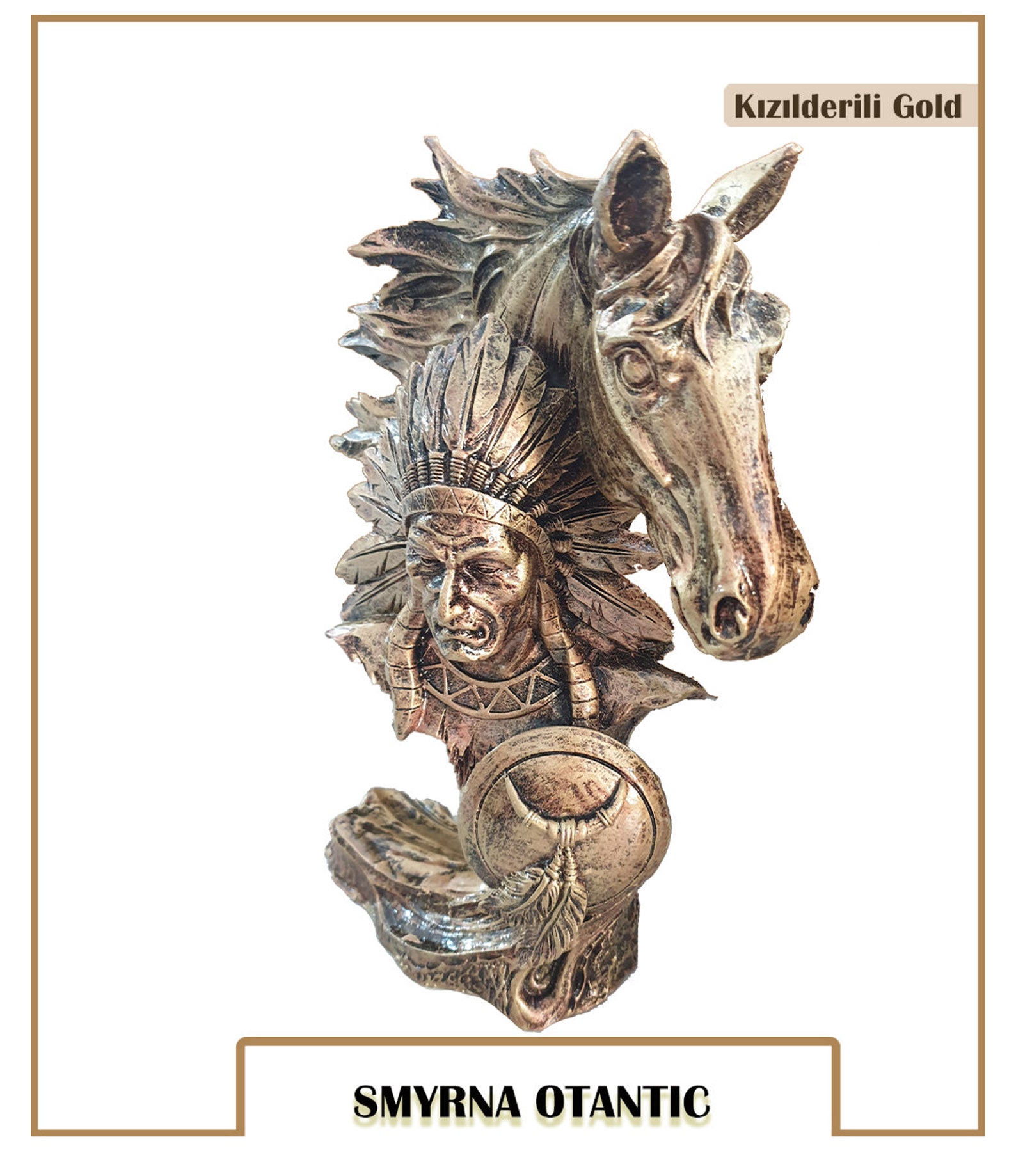 Horse With Native American Indian Statue 11.81 Inches Indıan | Etsy