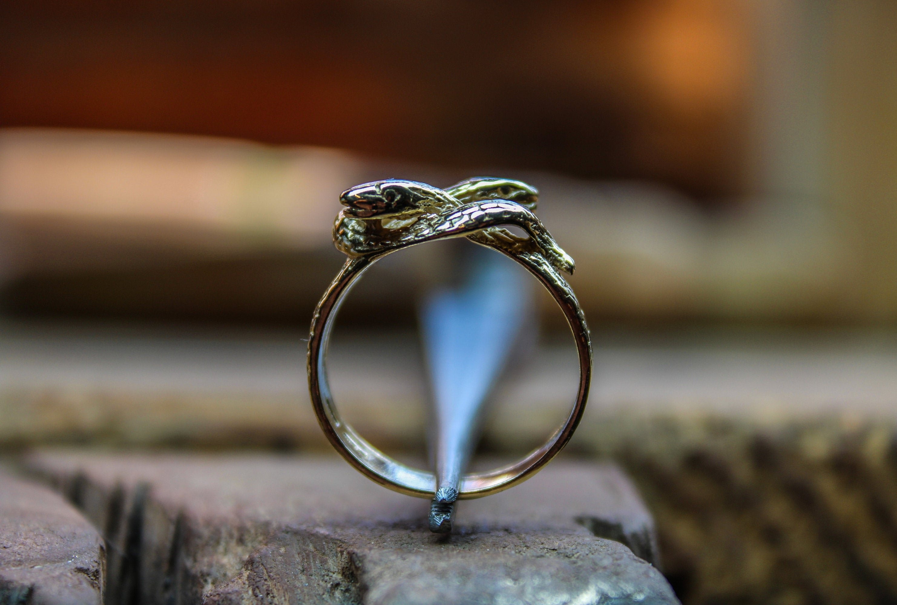 9ct Yellow Solid Gold Double Snake Ring Bespoke Design | Etsy