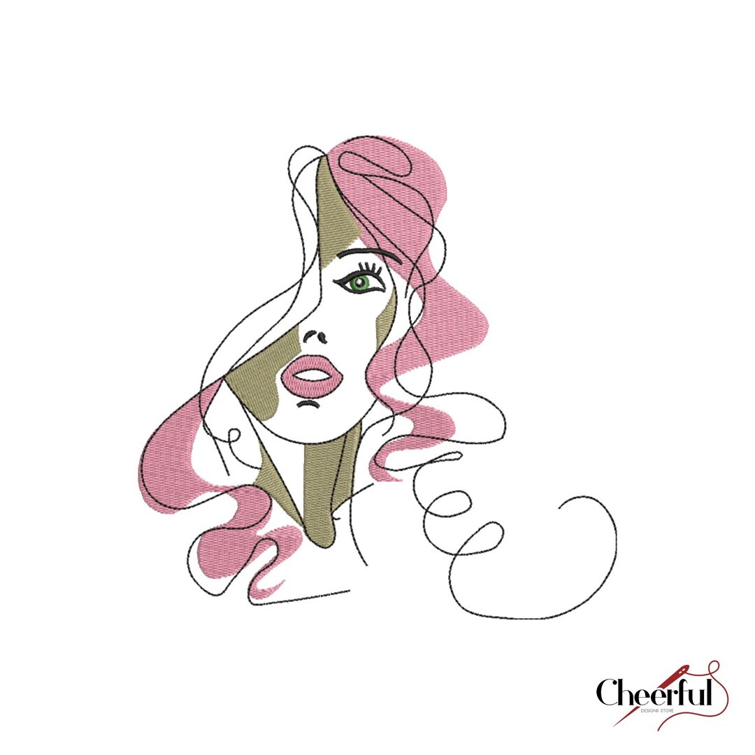 Outline Machine Embroidery Design - Instant Download - Fashion Woman ...