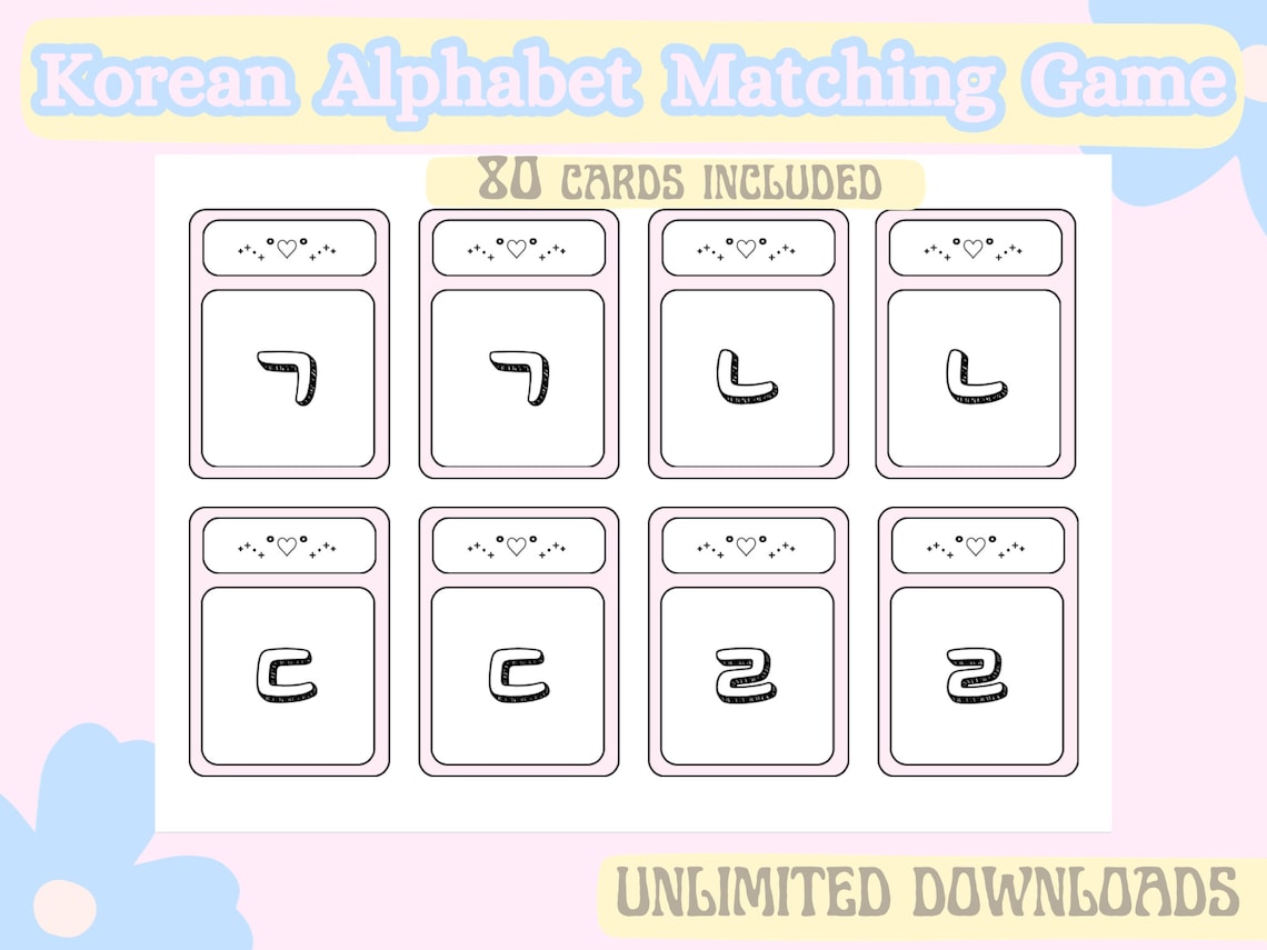 Korean Alphabet Matching Game for BEGINNING LEARNERS Hangul - Etsy