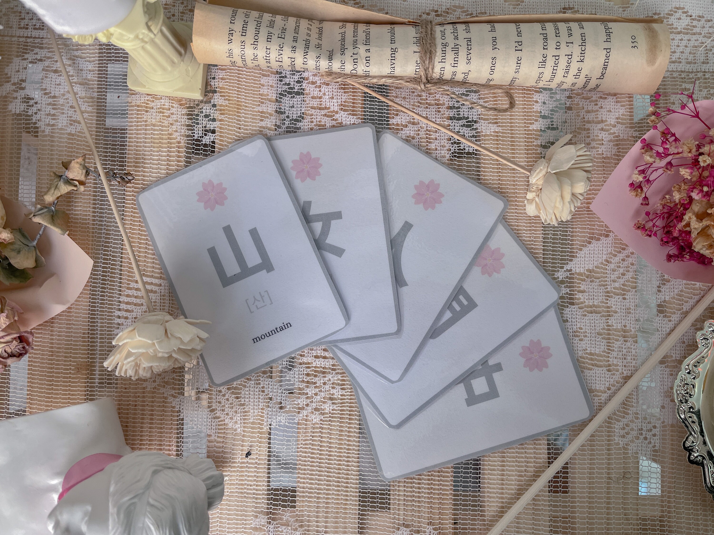 Korean Hanja Flashcard Set, Beautiful Korean Flashcards With Chinese ...