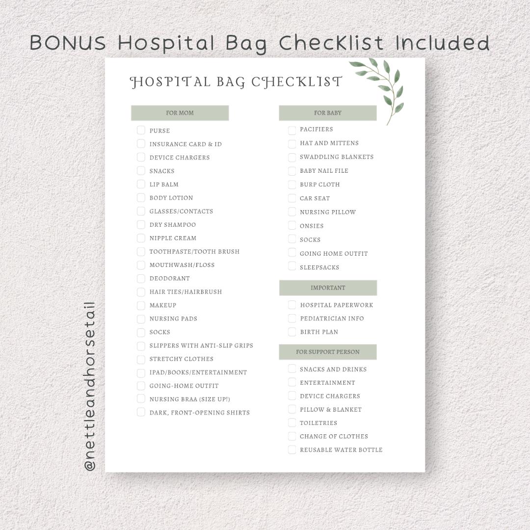 Holistic Birth Plan BUNDLE | Earthy Green Birth Plan Template ...