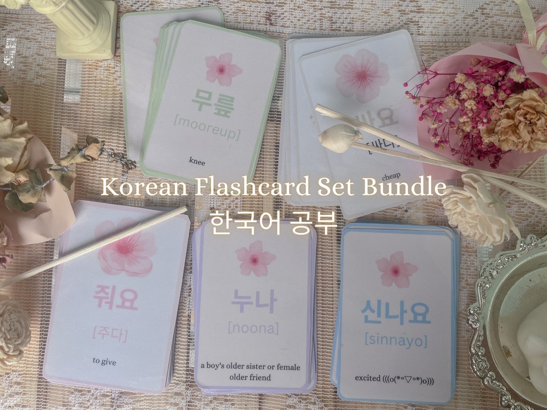 Korean Study Flashcard BUNDLE, Learn Korean Language Hangul for ...