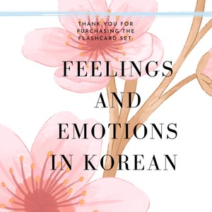 Feeling and Emotions in Korean Downloadable Flashcards - Etsy