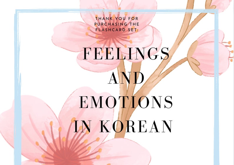Feeling and Emotions in Korean Downloadable Flashcards - Etsy