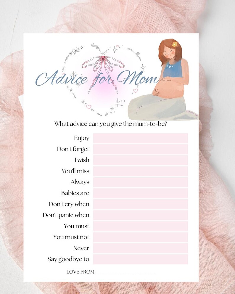 Advice for Mom Baby Shower Game FULL Unlimited Digital Downloads PDF ...