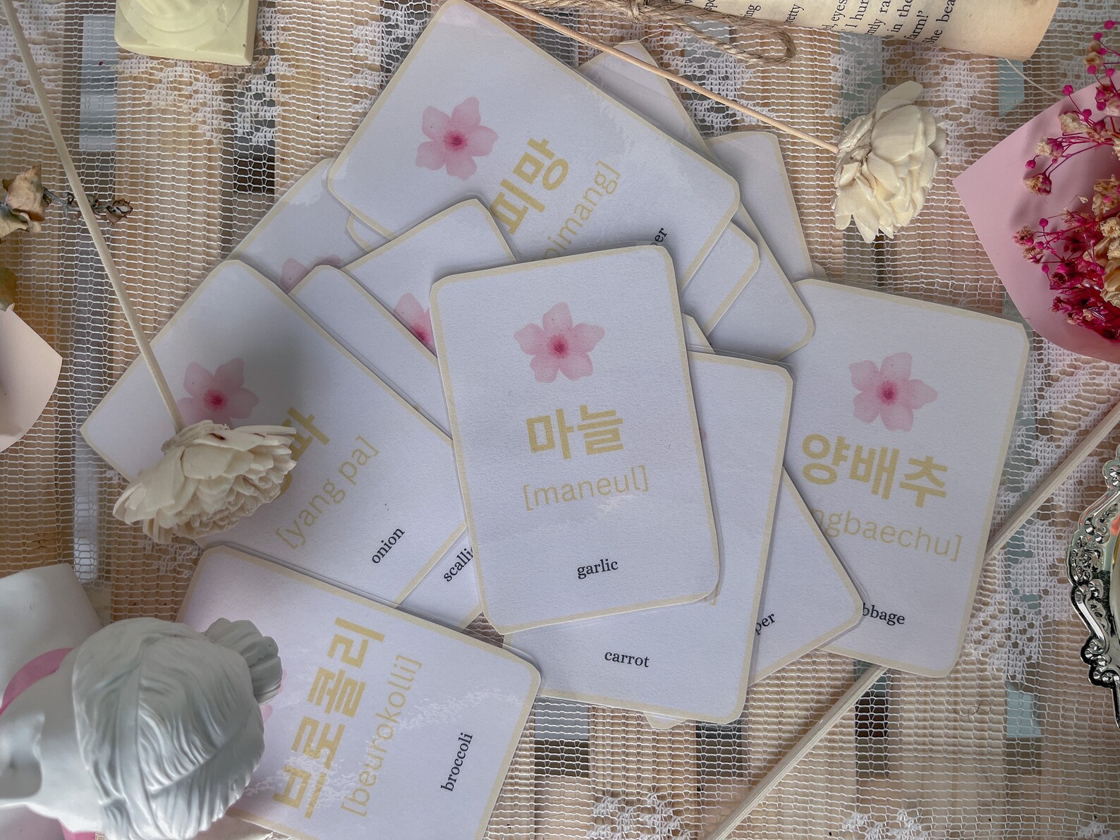 Foods in Korean Flashcard Set, Beginner Friendly Korean Language ...