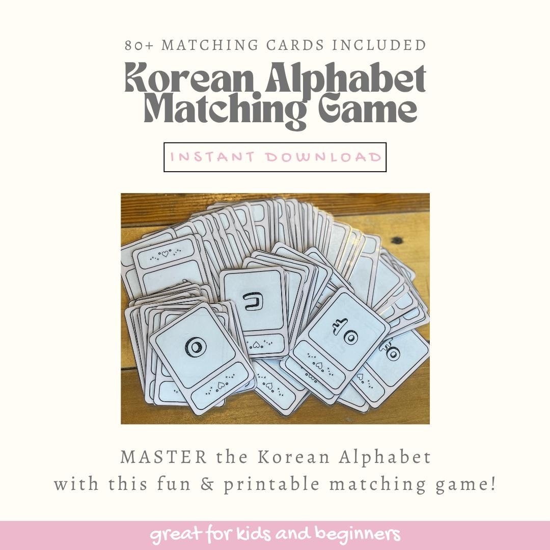 Learn Hangul With Matching Cards! Korean Alphabet Game for Kids ...