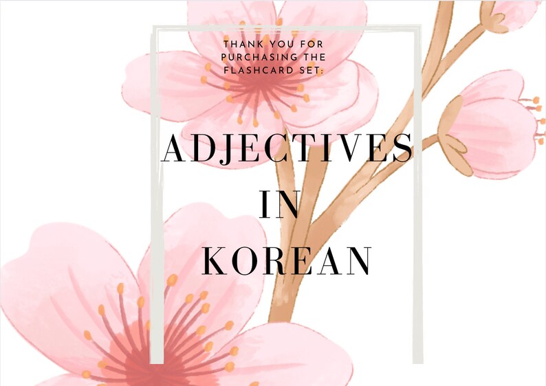 80+ Korean Adjectives Printable Flashcards for BEGINNERS - Etsy
