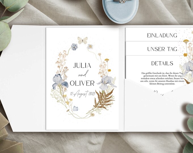 Pocketfold Invitation Wedding Invitation Invitation Card Pocketfold ...