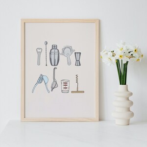 Colorful Minimalistic Bar Cart Art Set of 3 Prints - Etsy