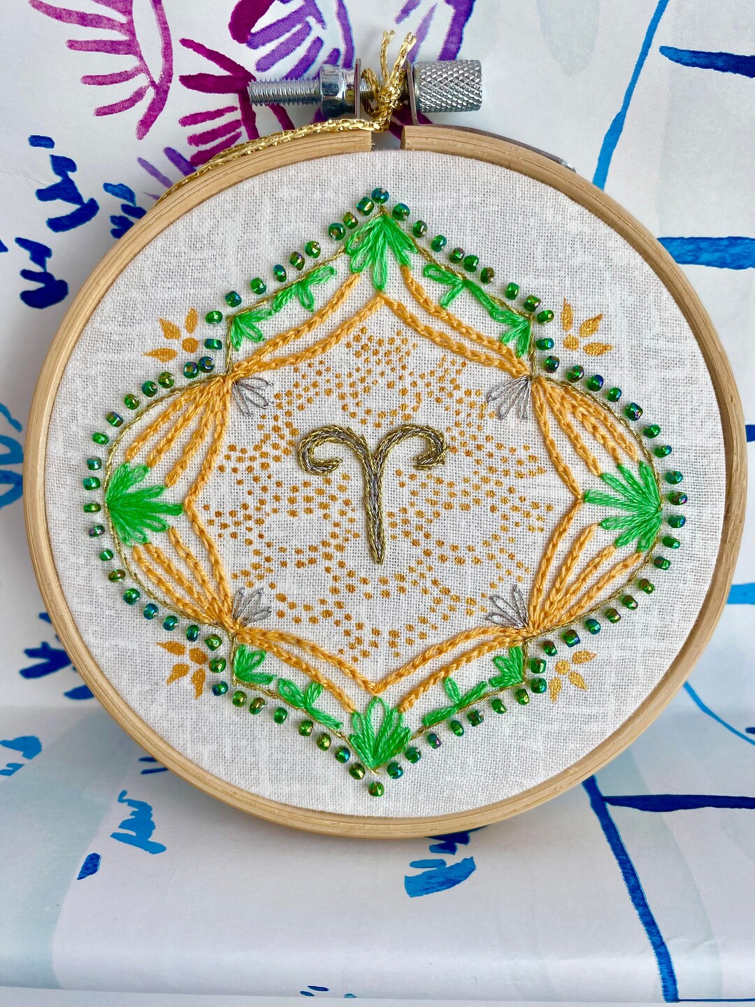 Zodiac Aries Embroidery Hoop - Etsy