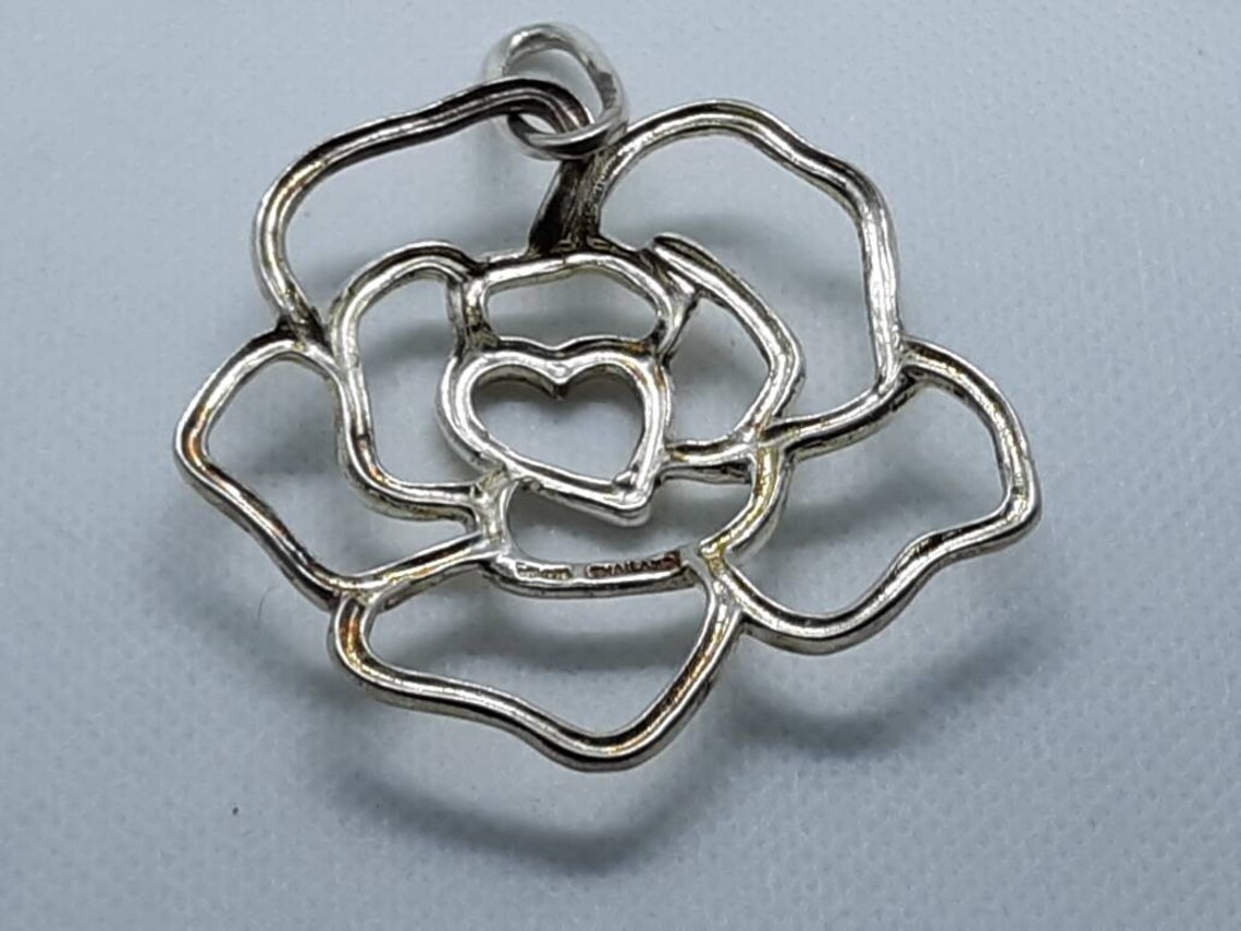 Vintage Sterling Silver 925 Large Solid Rose Flower Pendant 19 - Etsy