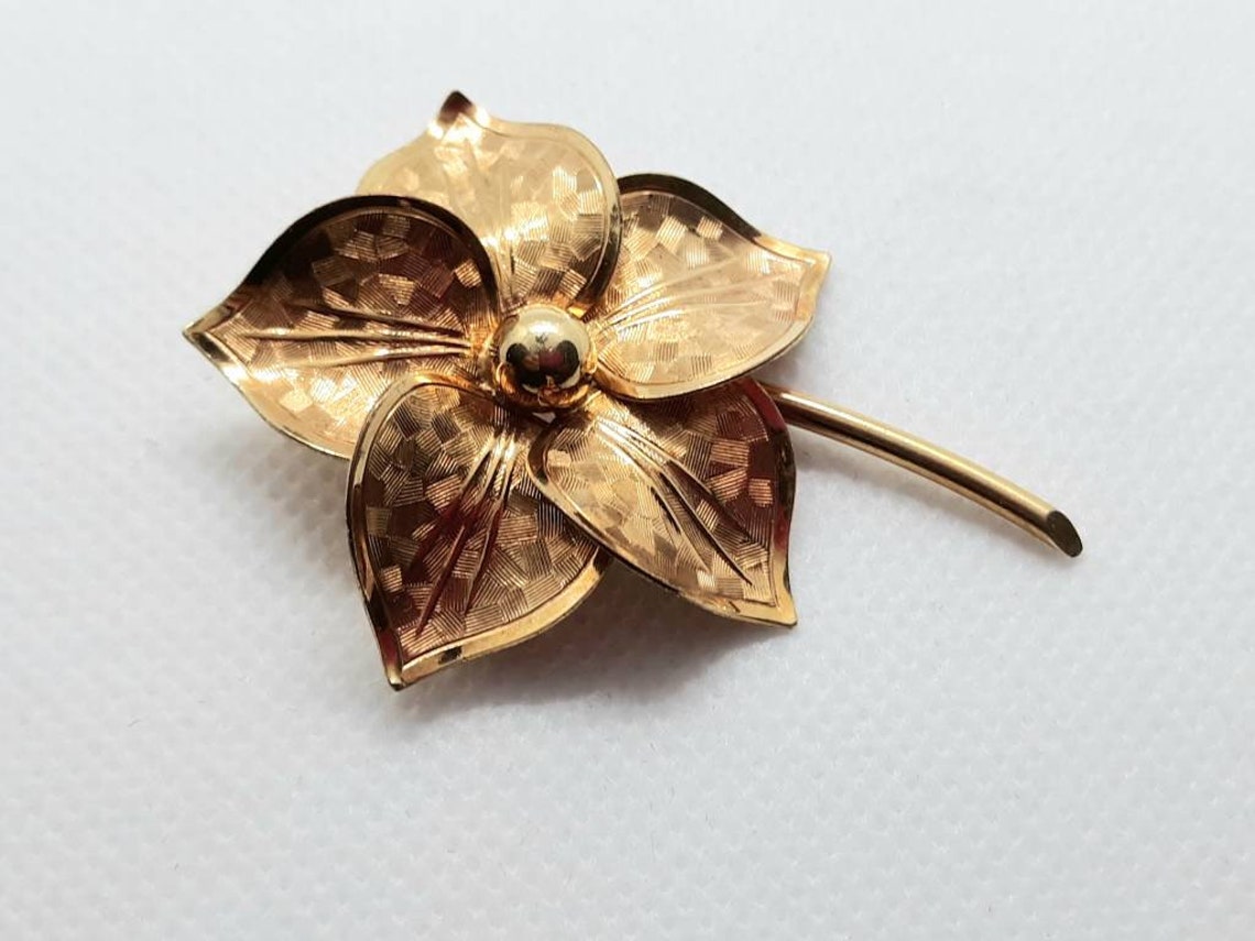 Vintage Winard 12kt Gold Filled Flower Pin Brooch 2" X 1/2" 5.5 Grams ...
