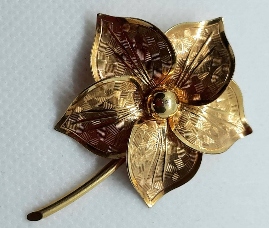 Vintage Winard 12kt Gold Filled Flower Pin Brooch 2" X 1/2" 5.5 Grams ...