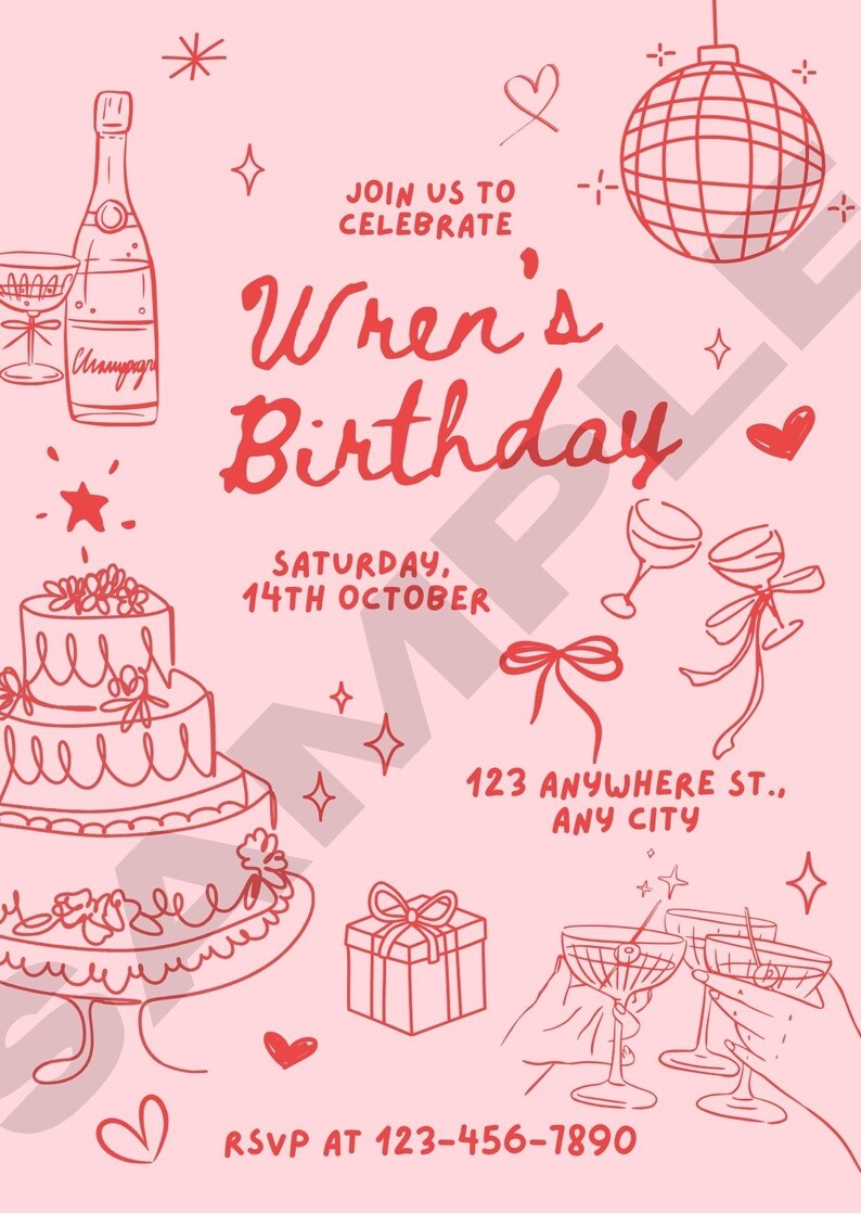 Birthday Invitation - Digital Template - Etsy