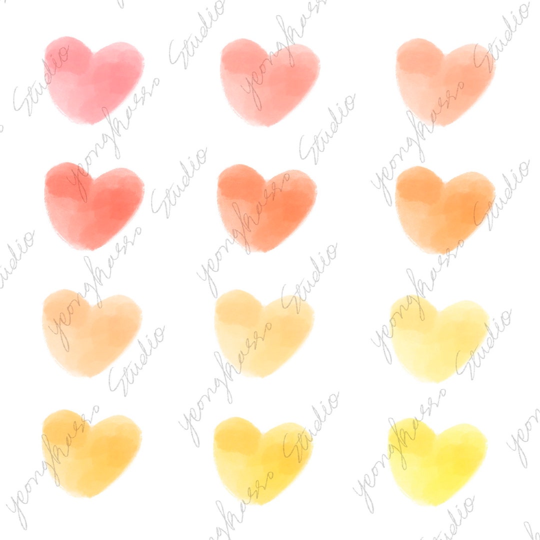Lovely Heart Watercolor Clip Art/ Instant Digital Downloads/ - Etsy