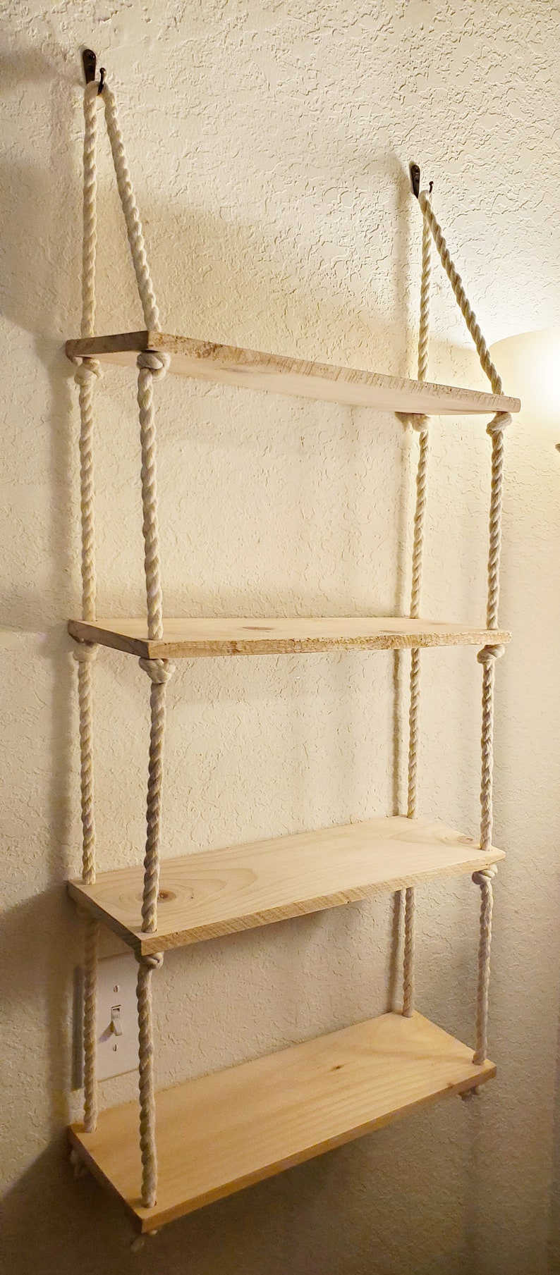 Wooden Hanging Rope Shelf - Etsy
