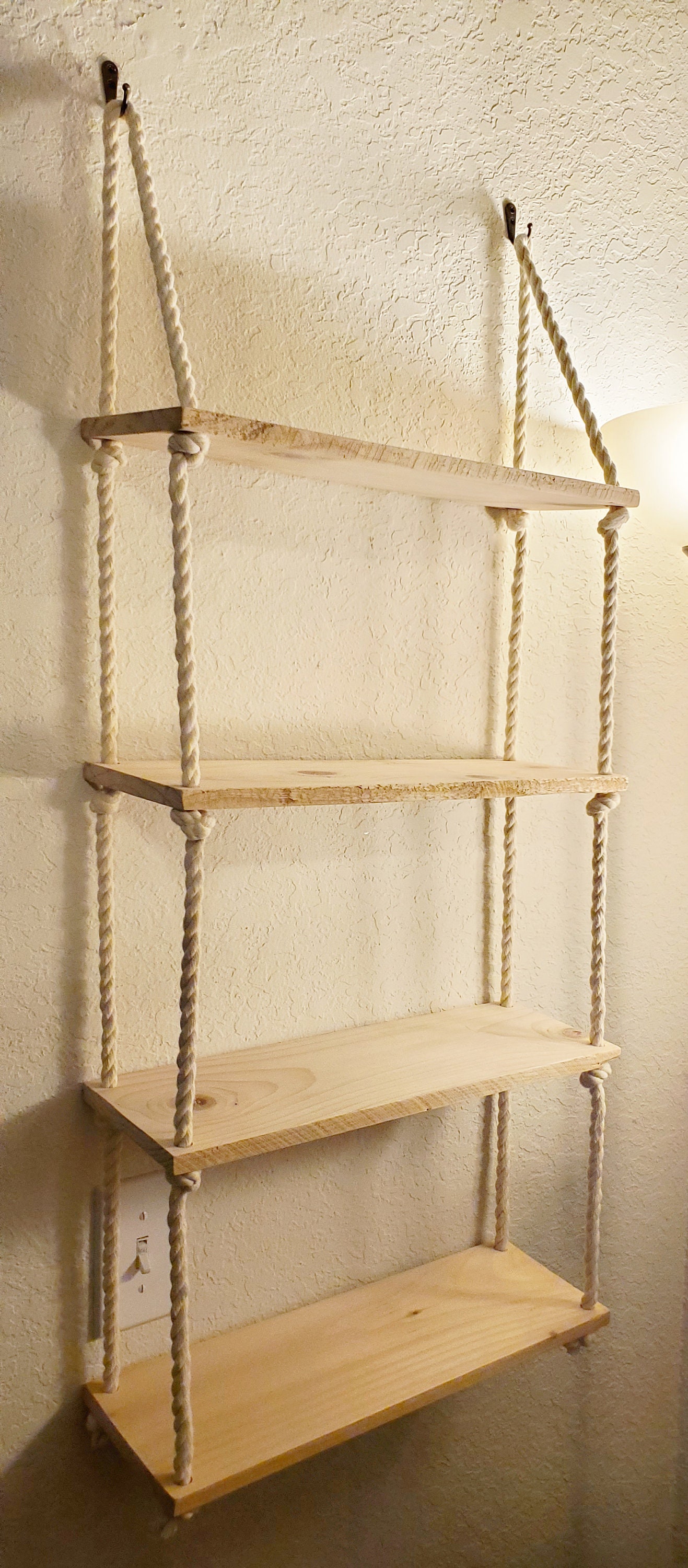 Wooden Hanging Rope Shelf - Etsy