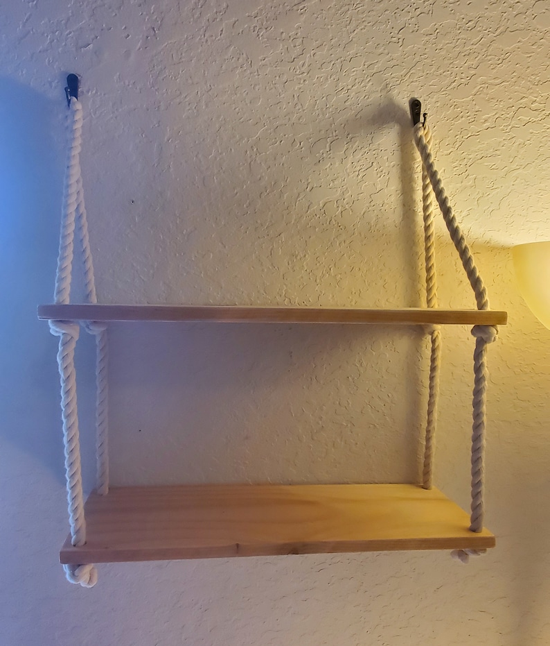 Wooden Hanging Rope Shelf - Etsy