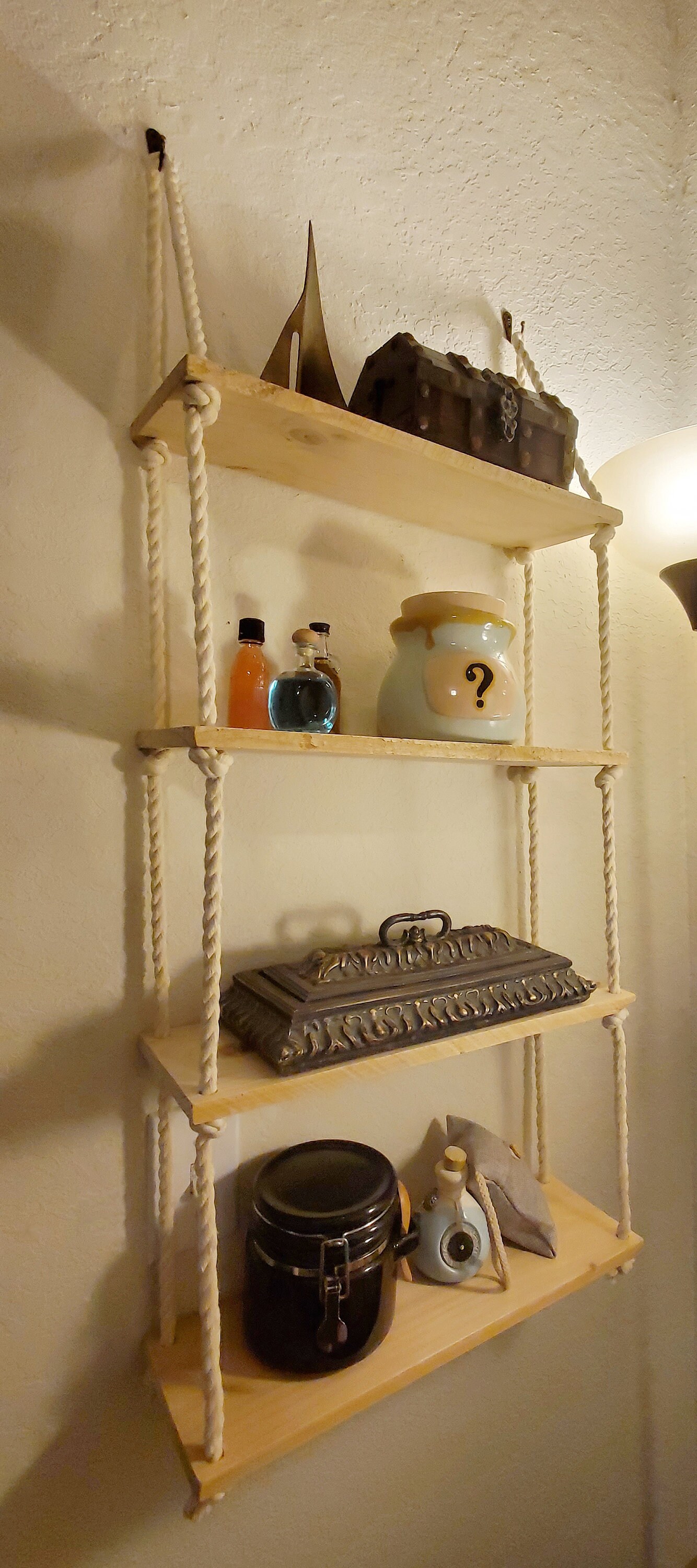 Wooden Hanging Rope Shelf - Etsy
