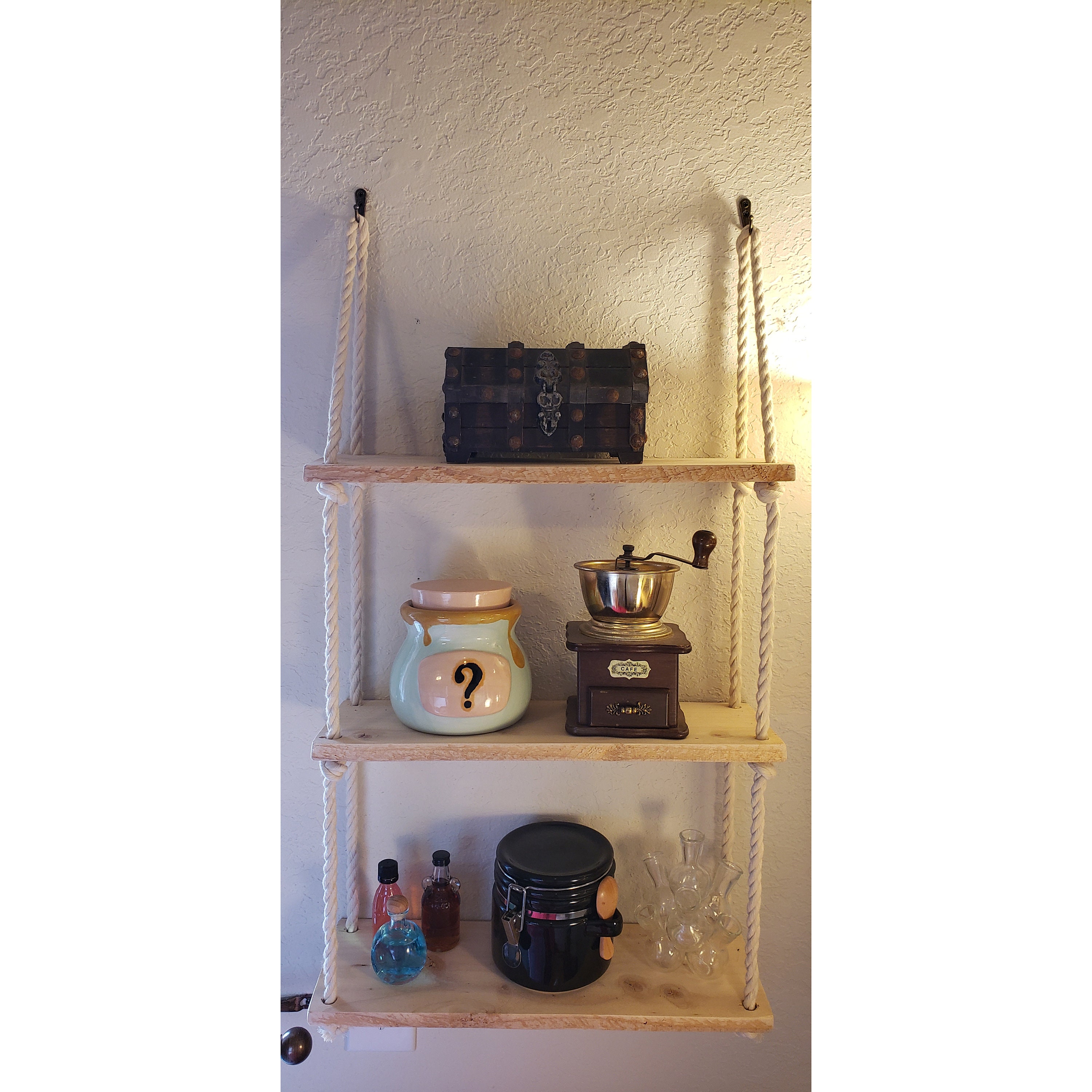 Wooden Hanging Rope Shelf - Etsy
