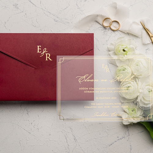 Red Elegant Wedding Invitation Red and White Invitation | Etsy