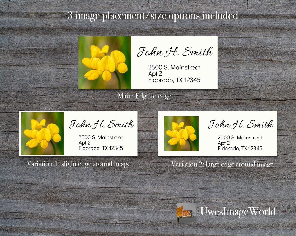 Return Address Label Template | Yellow Flower | Nature-inspired Address ...