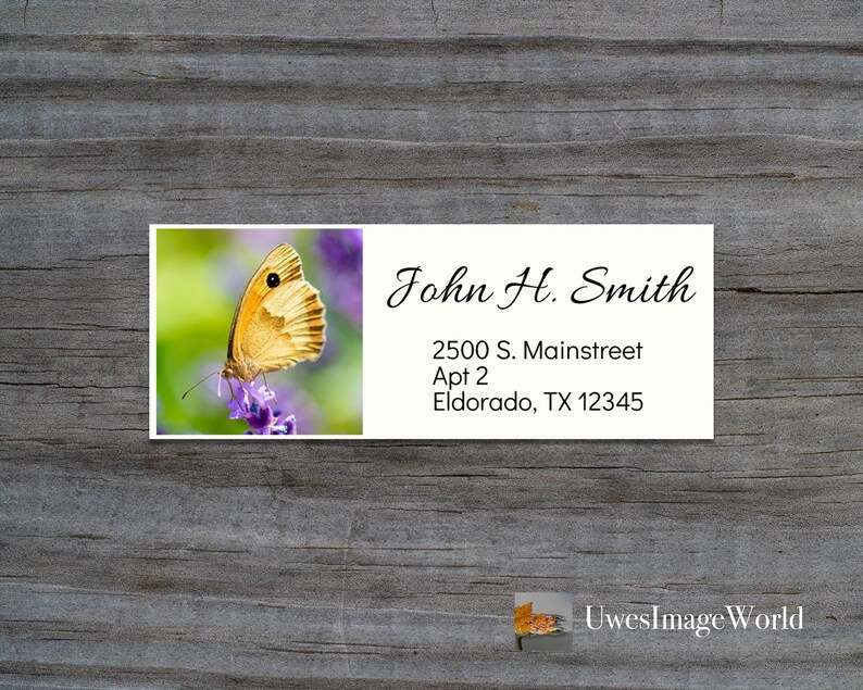 Return Address Label Template Butterfly on Lavender | Etsy