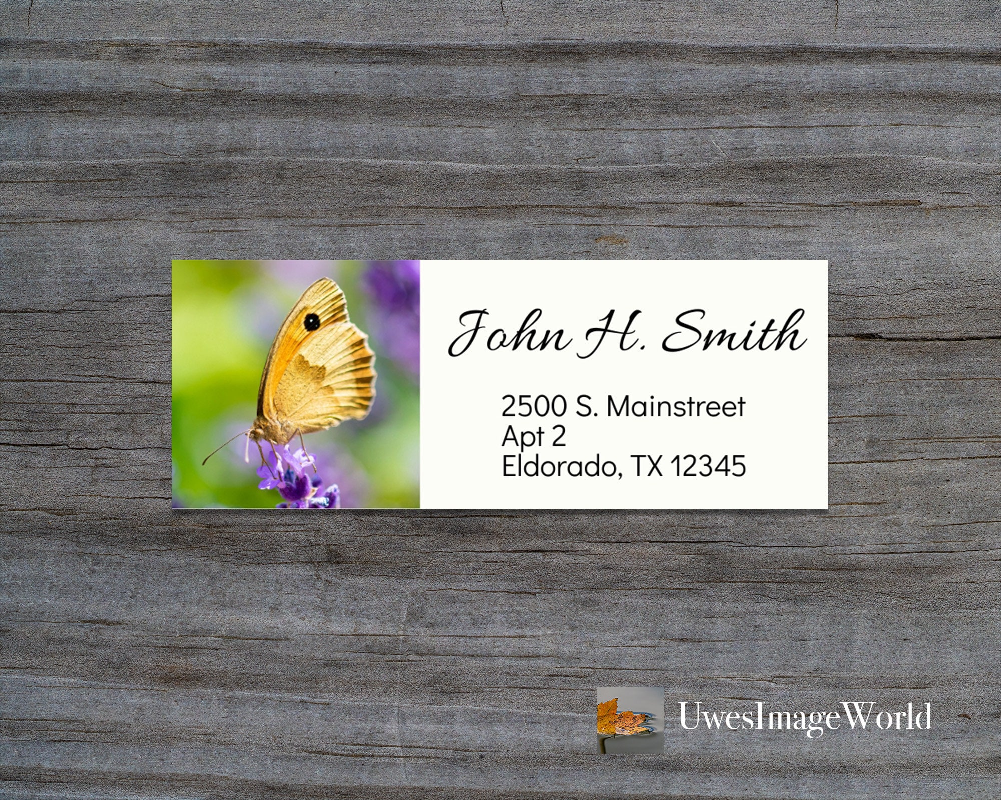 Return Address Label Template | Butterfly on Lavender | Nature-inspired ...