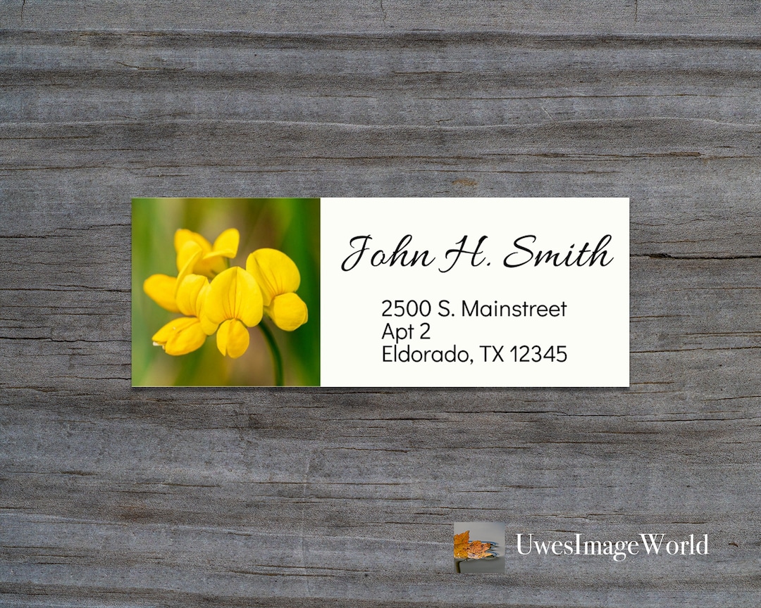 Return Address Label Template Yellow Flower Nature-inspired Address ...