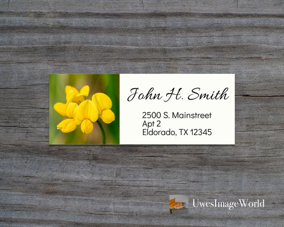 Return Address Label Template Yellow Flower | Etsy