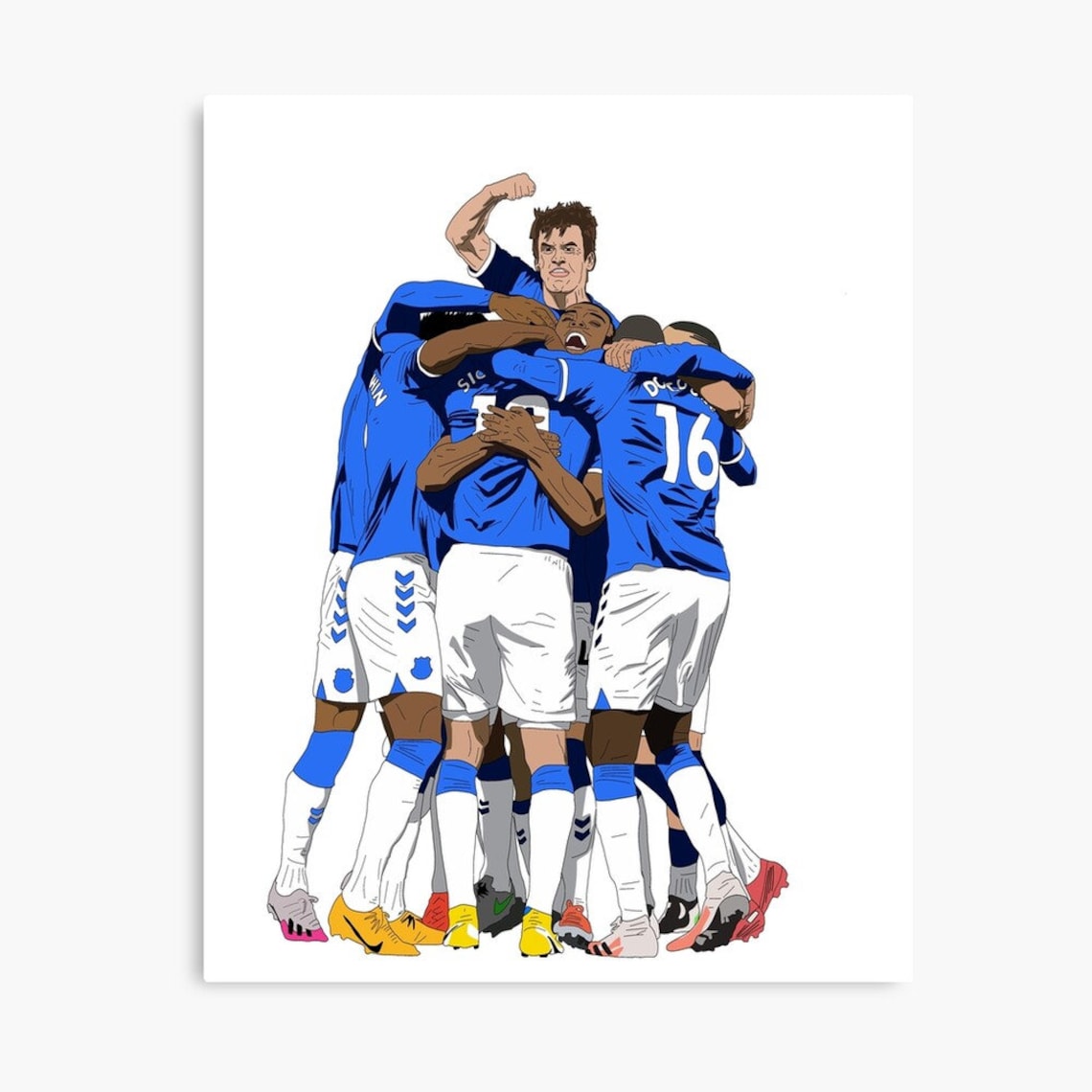 Hand-drawn illustration of Everton players celebrating their | Etsy