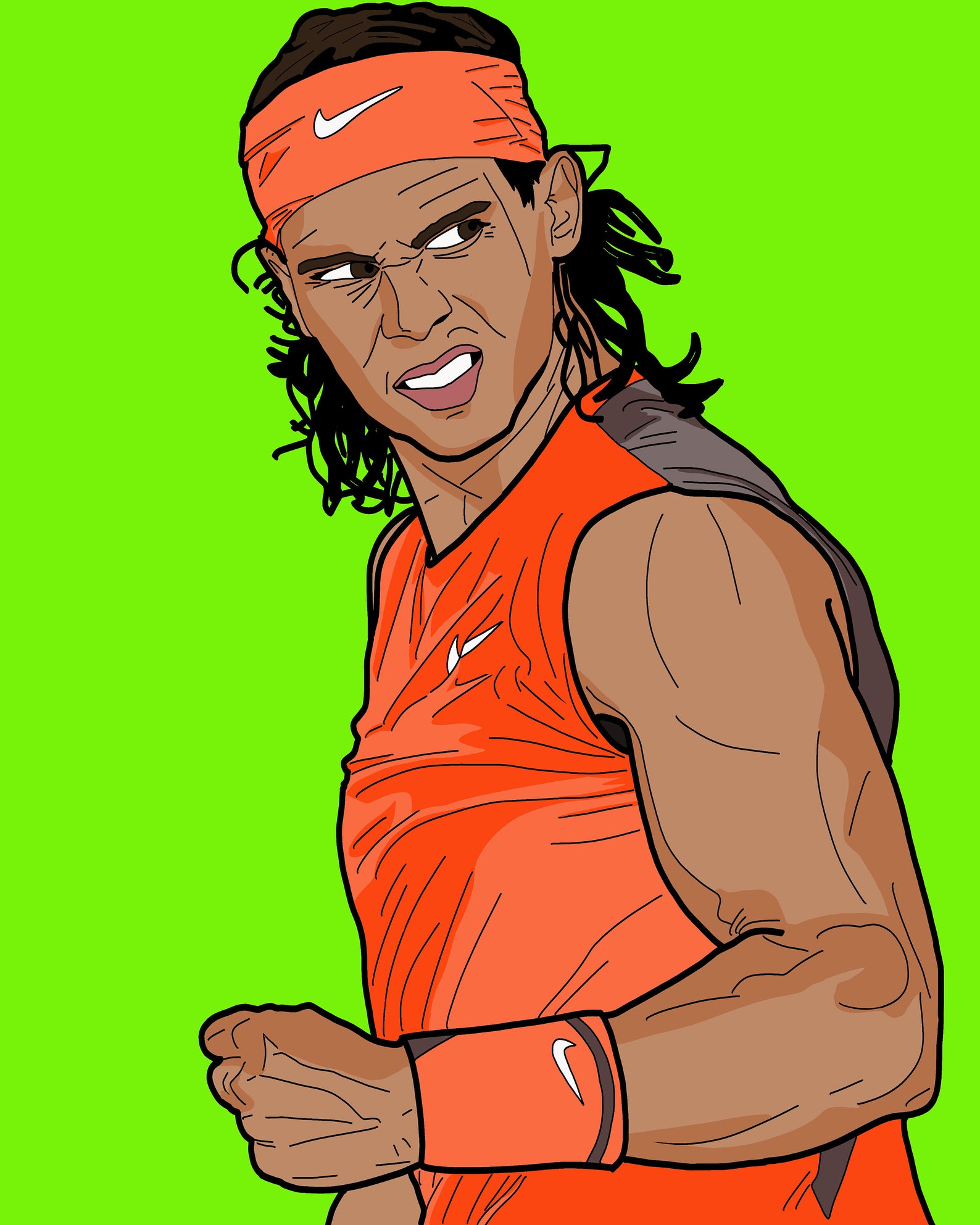 Hand-drawn Illustration of Tennis Superstar Rafael Nadal on Canvas ...